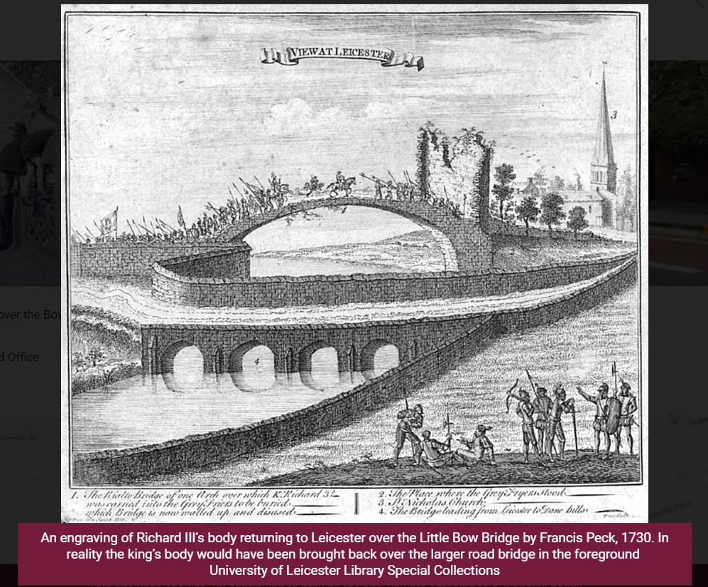 The demolition of the medieval Bow Bridge, Leicester, that Richard ...